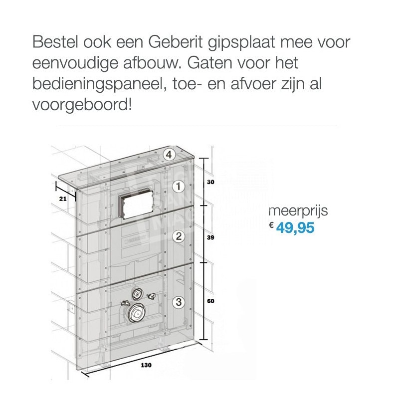 Gustavsberg Saval vlakspoel toiletset met Geberit UP100 en Delta21 ...