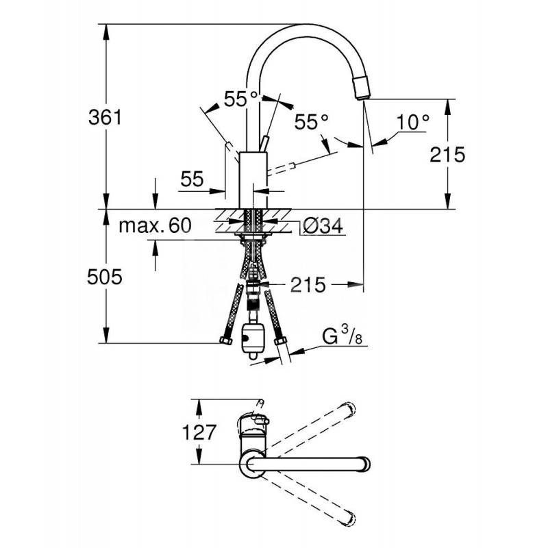 Grohe Concetto keukenmengkraan uittrekbare uitloop 32663001 - TSM