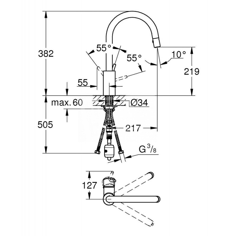 Grohe Concetto chrome keukenkraan met uittrekbare handdouche 31483001 - TSM