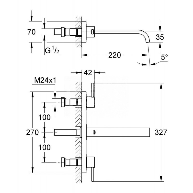 Grohe Allure driegats wastafelkraan inbouw M-Size 20193000 - TSM
