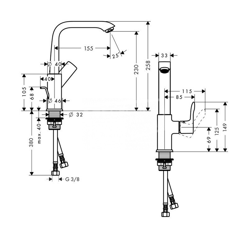 Hansgrohe Metris 230 eengreeps wastafelkraan met hoge uitloop 31087000 ...