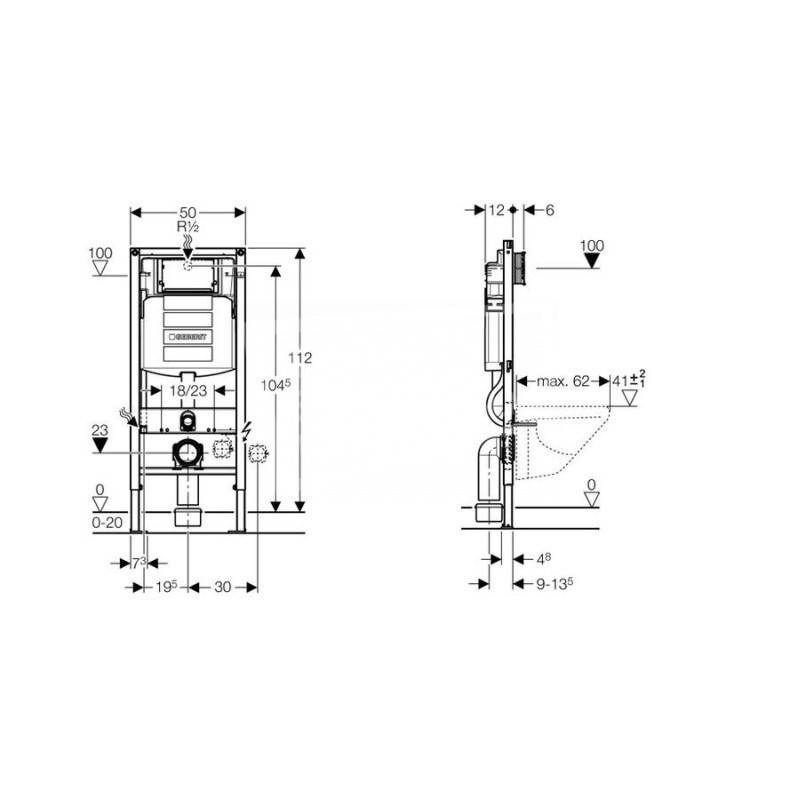 Geberit UP320 met Vesta wandcloset mat zwart met Sigma 01 zwart